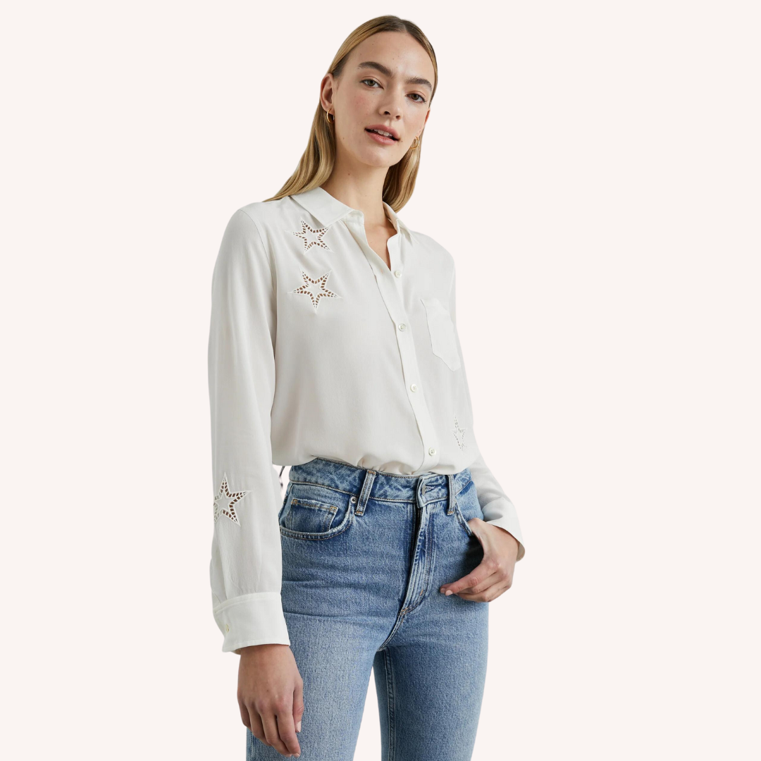 Kate Shirt- Ivory Eyelets – Irma Marie Designer Apparel