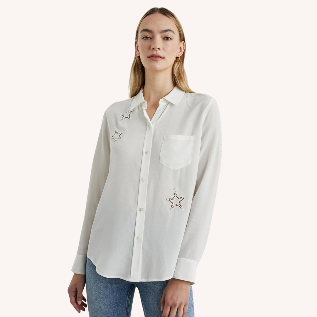 Kate Shirt- Ivory Eyelets – Irma Marie Designer Apparel